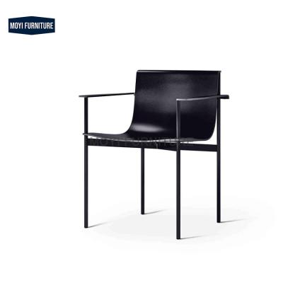 China Dining Chair Featuring Modern Black Upholstered Saddle Leather Metal Frame Italian Living Room Furniture Mail Packing Y for sale