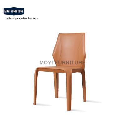 China Modern Dinner Chair CUSTOM French Style Retro Leather Dining Chair Metal Hotel Dining Room Furniture Comfortable Seating for sale
