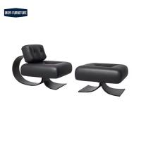 China Arm Chair Modern Metal Legs Leather Cushion Lounge Chair and Ottoman Stylish Furniture for Living Room for sale