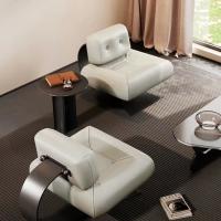 China Arm Chair Modern Metal Legs Leather Cushion Lounge Chair and Ottoman Stylish Furniture for Living Room for sale