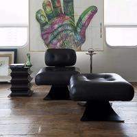 China Arm Chair Modern Metal Legs Leather Cushion Lounge Chair and Ottoman Stylish Furniture for Living Room for sale