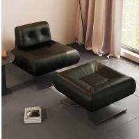 China Arm Chair Modern Metal Legs Leather Cushion Lounge Chair and Ottoman Stylish Furniture for Living Room for sale