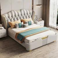China Soft Bed Italian Modern Upholstered Luxury Bed Frame Super King Size Bed Double Designs MOYI Set Furniture Bedroom Furniture for sale
