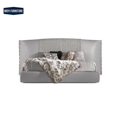 China Soft Bed Modern Upholstered Frame King Bed Luxury Italian Leather Queen Size MOYI Italian 2023 Collection for sale