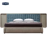 China Oak Wood Italian Modern Luxury Style Customizable Velvet Bed King Size Double Soft Bed Hotel Villa Bedroom Furniture for sale