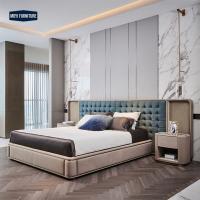 China Oak Wood Italian Modern Luxury Style Customizable Velvet Bed King Size Double Soft Bed Hotel Villa Bedroom Furniture for sale