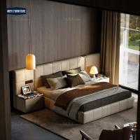 China Metal Frame Soft Bed Luxury Home Furniture Italian Design Villa Master Bedroom Furniture Leather King Size Bed for sale
