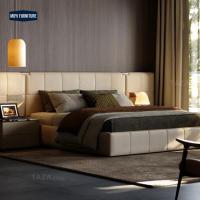 China Metal Frame Soft Bed Luxury Home Furniture Italian Design Villa Master Bedroom Furniture Leather King Size Bed for sale