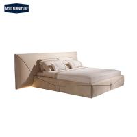 China Synthetic Leather Upholstery Material Modern Super King Size Leather Bed Frame Customized Color Platform Bed Design for sale