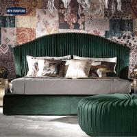 China Mail Packing Modern Luxury King Size Bed Wide Headboard Gold Stainless Steel Fabric Bedroom Bed Set Designs Furniture for sale