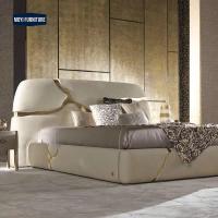 China Oak Bed Room Collection MOYI Italian Light Luxury Leather Double Bed Frame Modern King Queen Size Bed for sale