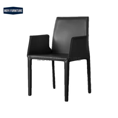 China American Retro Standard Size Nordic Italian Style Villa Club Model Room Hotel Engineering Furniture Customizable Leather Dining Chair Book Chair for sale
