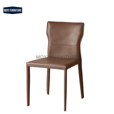China CUSTOM Hotel Dining Chair Featuring Leather Upholstery Black Powder-Coated Legs Modern Design Ideal for Dining Room for sale