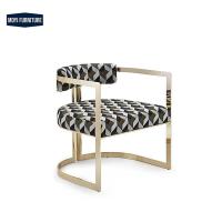 China Leisure Chair MOYI Luxury Gold Stainless Steel Accent Chair PU Leather Upholster Dining Chair for Hotel Home Living Room for sale