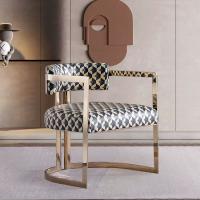 China Leisure Chair MOYI Luxury Gold Stainless Steel Accent Chair PU Leather Upholster Dining Chair for Hotel Home Living Room for sale