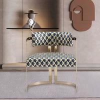 China Leisure Chair MOYI Luxury Gold Stainless Steel Accent Chair PU Leather Upholster Dining Chair for Hotel Home Living Room for sale