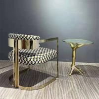 China Leisure Chair MOYI Luxury Gold Stainless Steel Accent Chair PU Leather Upholster Dining Chair for Hotel Home Living Room for sale