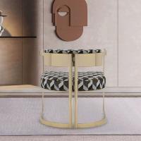 China Leisure Chair MOYI Luxury Gold Stainless Steel Accent Chair PU Leather Upholster Dining Chair for Hotel Home Living Room for sale