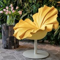 China Metal Legs Accent Style MOYI Modern Lounge Chair Velvet Fabric Petal Swivel Chair Living Room Bedroom Furniture for sale
