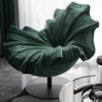 China Metal Legs Accent Style MOYI Modern Lounge Chair Velvet Fabric Petal Swivel Chair Living Room Bedroom Furniture for sale