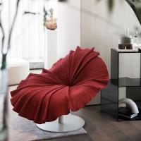 China Metal Legs Accent Style MOYI Modern Lounge Chair Velvet Fabric Petal Swivel Chair Living Room Bedroom Furniture for sale