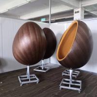 China Living Room Chair Walnut Veneer Fiberglass Pointed Ball Oval Egg Shell Type Lounge Chair Space Capsule Bubble Seat for sale