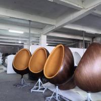 China Living Room Chair Walnut Veneer Fiberglass Pointed Ball Oval Egg Shell Type Lounge Chair Space Capsule Bubble Seat for sale