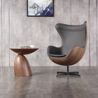 China Living Room Furniture Wood Grain Round Chair Nordic Vintage Leisure Chair with Leather Fabric and Wood Leather Tea Table for sale