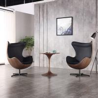 China Living Room Furniture Wood Grain Round Chair Nordic Vintage Leisure Chair with Leather Fabric and Wood Leather Tea Table for sale