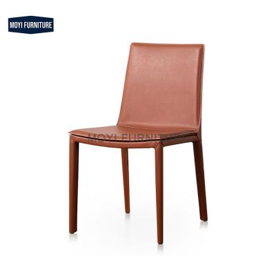 China Modern Italian Design Dining Room Accent Chair Leather Fabric Metal Frame Dining Chair for Home Hotel Settings for sale