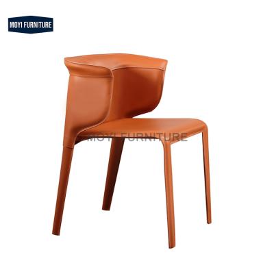 China Metal Legs Custom Contemporary Luxury Restaurant Furniture Saddle Leather Dining Chairs Living Room Seating Chairs for sale