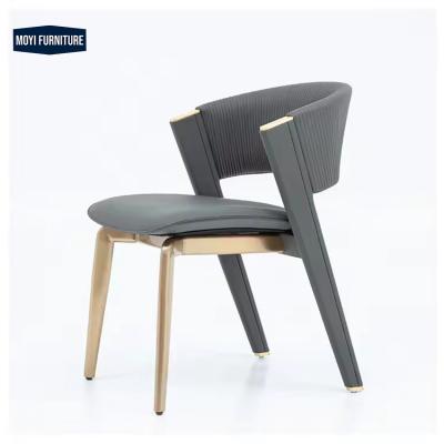 China Modern Upholstered Leather Dining Room Furniture Chair Designed with Italian Metal Legs and Wooden Frame Luxury for sale
