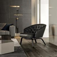 China Mail Packing Modern Leather Lounge Chair with Solid Wood Leg and Chesterfield Back Accent Armrest Living Room Sofa Chair for sale