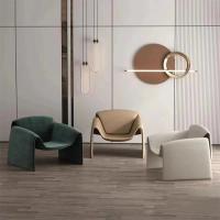 China Leather Wood Metal Comfortable Leisure Chair Modern Minimalist Art Living Room Balcony Lounge Chair Nordic Light Luxury Designer for sale