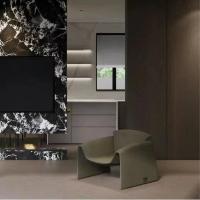 China Leather Wood Metal Comfortable Leisure Chair Modern Minimalist Art Living Room Balcony Lounge Chair Nordic Light Luxury Designer for sale