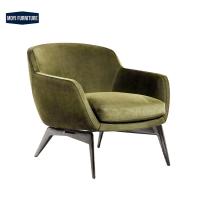 China Modern Solid Wood Single Sofa Chair Italian Leather Fabric Synthetic Leather Nordic Style Simple Balcony Leisure Seating for sale
