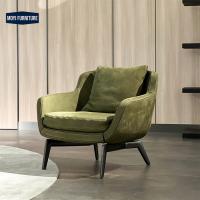 China Modern Solid Wood Single Sofa Chair Italian Leather Fabric Synthetic Leather Nordic Style Simple Balcony Leisure Seating for sale