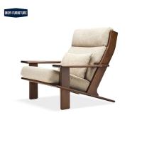 China Accent Style Sponge Filled Modern Lounge Chair Linen Fabric Solid Wood Single Chair for Living Room Hotel Leisure Seating for sale