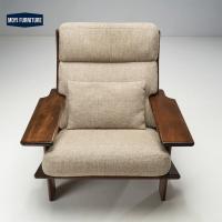 China Accent Style Sponge Filled Modern Lounge Chair Linen Fabric Solid Wood Single Chair for Living Room Hotel Leisure Seating for sale