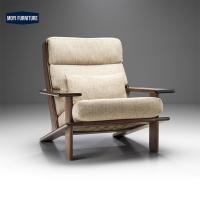 China Accent Style Sponge Filled Modern Lounge Chair Linen Fabric Solid Wood Single Chair for Living Room Hotel Leisure Seating for sale
