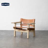 China Modern Nordic Minimalist Retro Style Wooden Luxury Sofa Chair with Saddle Leather Single Sofa Accent Chair Electric No for sale
