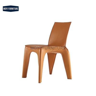 China Dining Chair Metal Legs Customizable Italian Luxury Design Leather Backrest Offering Exceptional Seating Experience for sale