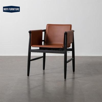 China Dining Room Furniture Italian Minimalist Saddle Leather Dining Chair Nordic Style Leisure Chair Light Luxury for sale