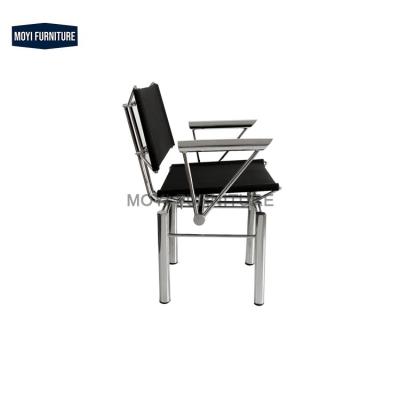 China Metal Foam Fabric Dining Room Set Stainless Steel Dining Chair Luxury Black Leather Armchair for Luxury Hotel Restaurant for sale