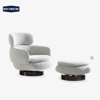 China Metal Legs Modern White Teddy Fabric Armchair Swivel Ottoman Accent Chair for Living Room Lounge Seating for sale