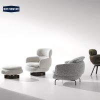 China Metal Legs Modern White Teddy Fabric Armchair Swivel Ottoman Accent Chair for Living Room Lounge Seating for sale