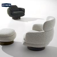 China Metal Legs Modern White Teddy Fabric Armchair Swivel Ottoman Accent Chair for Living Room Lounge Seating for sale