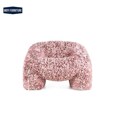 China Leisure Chair Pink Fabric Modern Armrest Love Single Sofa Chair Luxury Decorative Flower Petal Modern Living Room Chair for sale