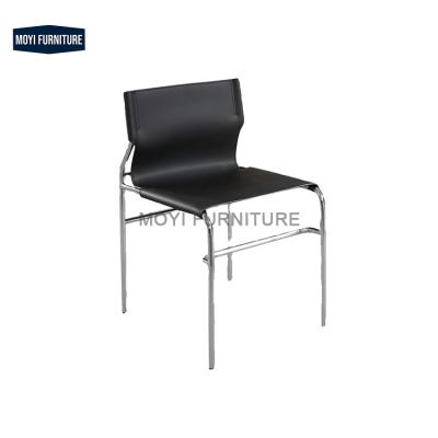 China Stainless Steel Legs Saddle Leather Antique Dining Chair Scandinavian Bauhaus Simple Modern Backrest Negotiation Chair for sale