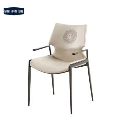 China Modern Style Home Furniture Upholstered Leather Dining Chair Metal Frame Black Luxury Restaurant Indoor Hotel Seating for sale